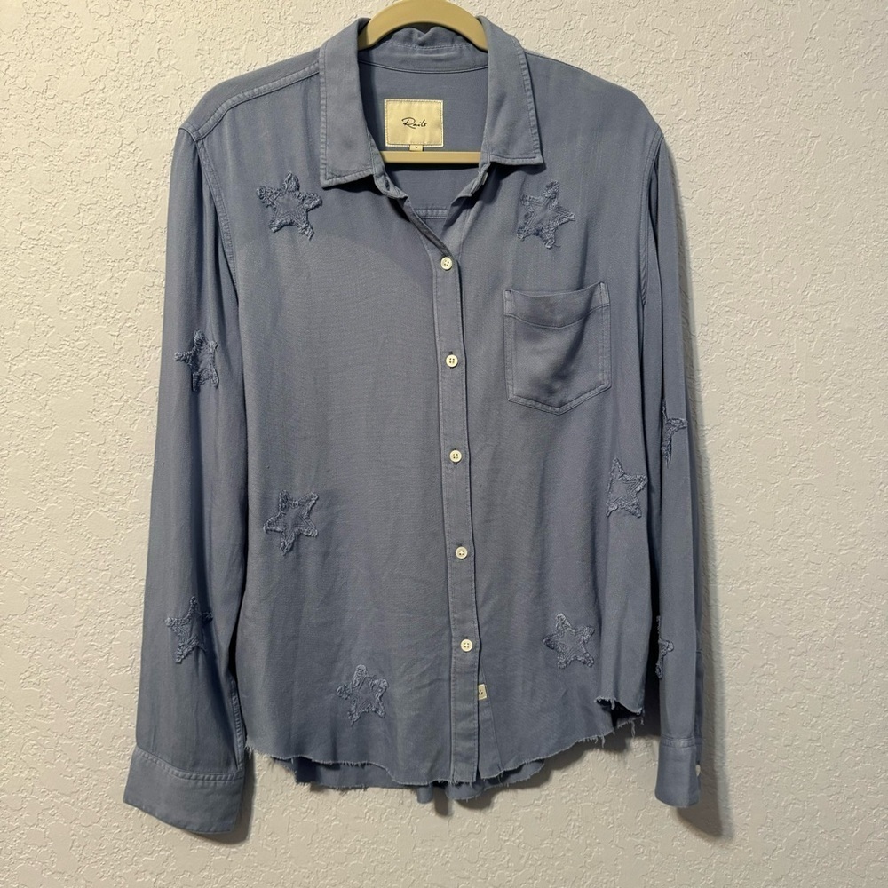 Rails Ingrid French Star Raw Edge Button Down Long Sl… - Gem